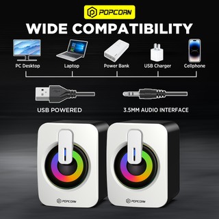 Popcorn Mini PC RGB Desktop Gaming Speaker Laptop Surround Stereo Mini ...