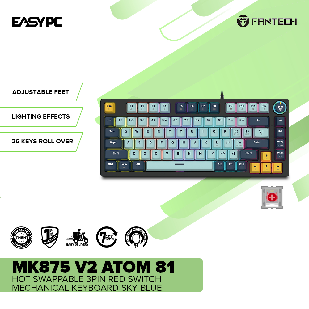 EasyPC| Fantech MK875 V2 Atom 81 Mechanical Keyboard| Sky/Navy Blue ...