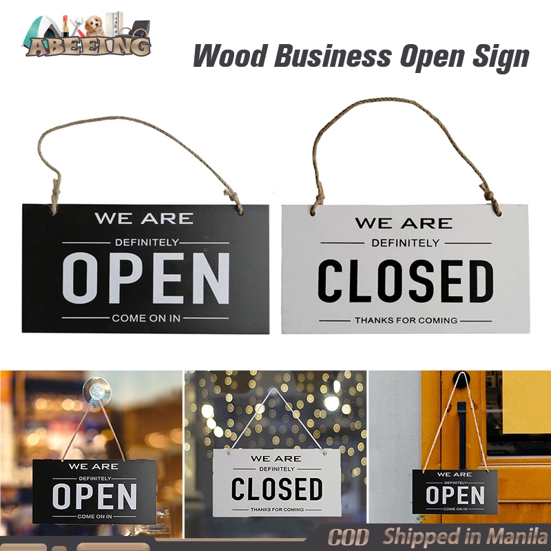 Wooden Store Open and Closed Business Sign Double Sided Open Closed ...