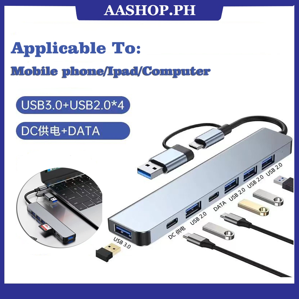 USB/Type-C/2in1 To 4 Usb Hub Expander Ultra-Thin Mini Portable 4-Port ...