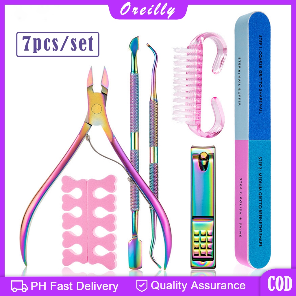 7pcs Manicure Tool Kit Professional Stainless Steel Nail Tool Sets Nail ...