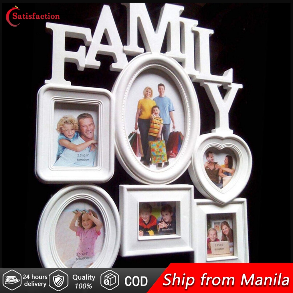 Family Photo Frames Wall Hanging Combination 6 Pictures Holder Display ...