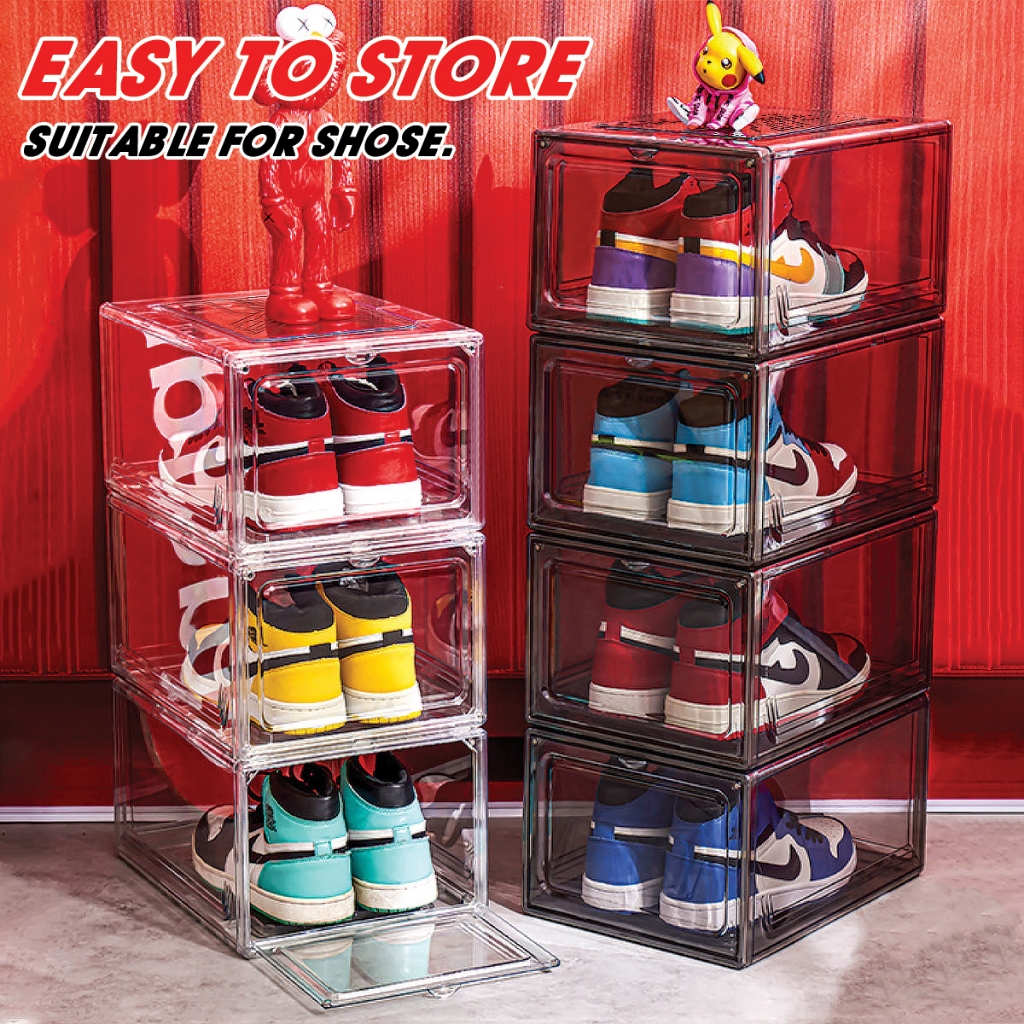 Acrylic Shoe Box rack organizer transparent acrylic sneaker shoes rack ...
