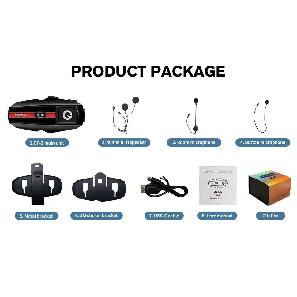 GILLE GP2 Intercom For Helmet Bluetooth Intercom Helmet Headset ...