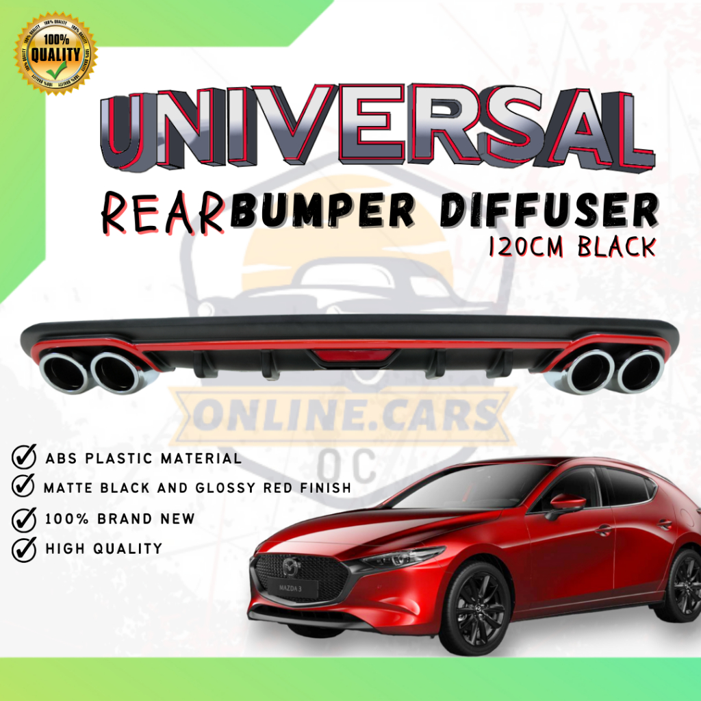 OC Universal 120cm Car Rear Bumper Diffusers Lip Spoiler Body Kits ABS ...