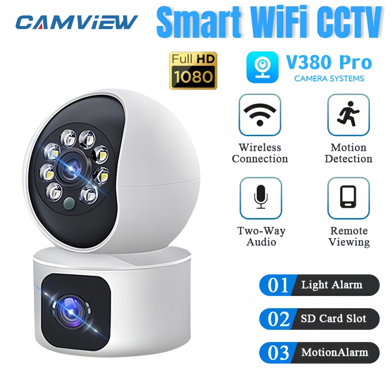 CAMVIEW V380 Pro 1080P CCTV Camera Wifi Connect To Cellphone With Voice ...