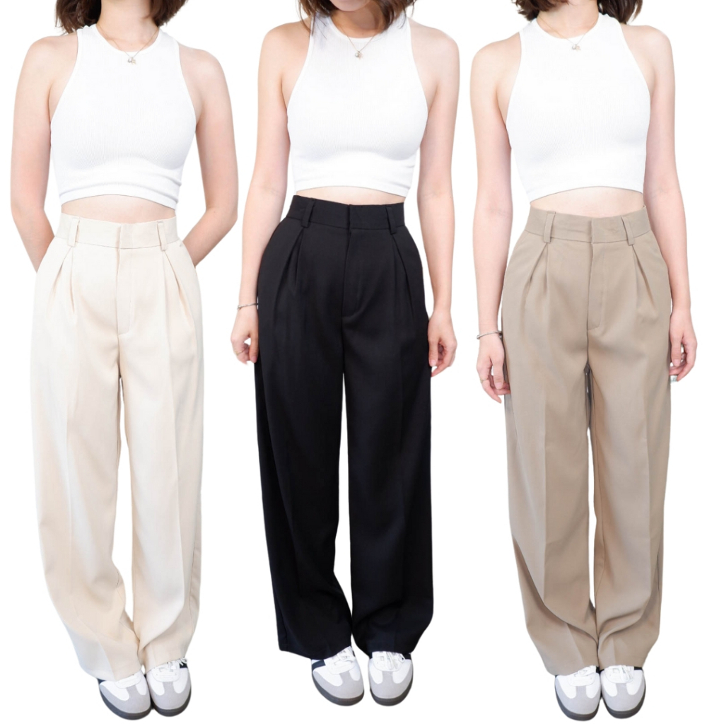Roxy & Co. FAYE high-waist trousers for women straight cut pants with ...