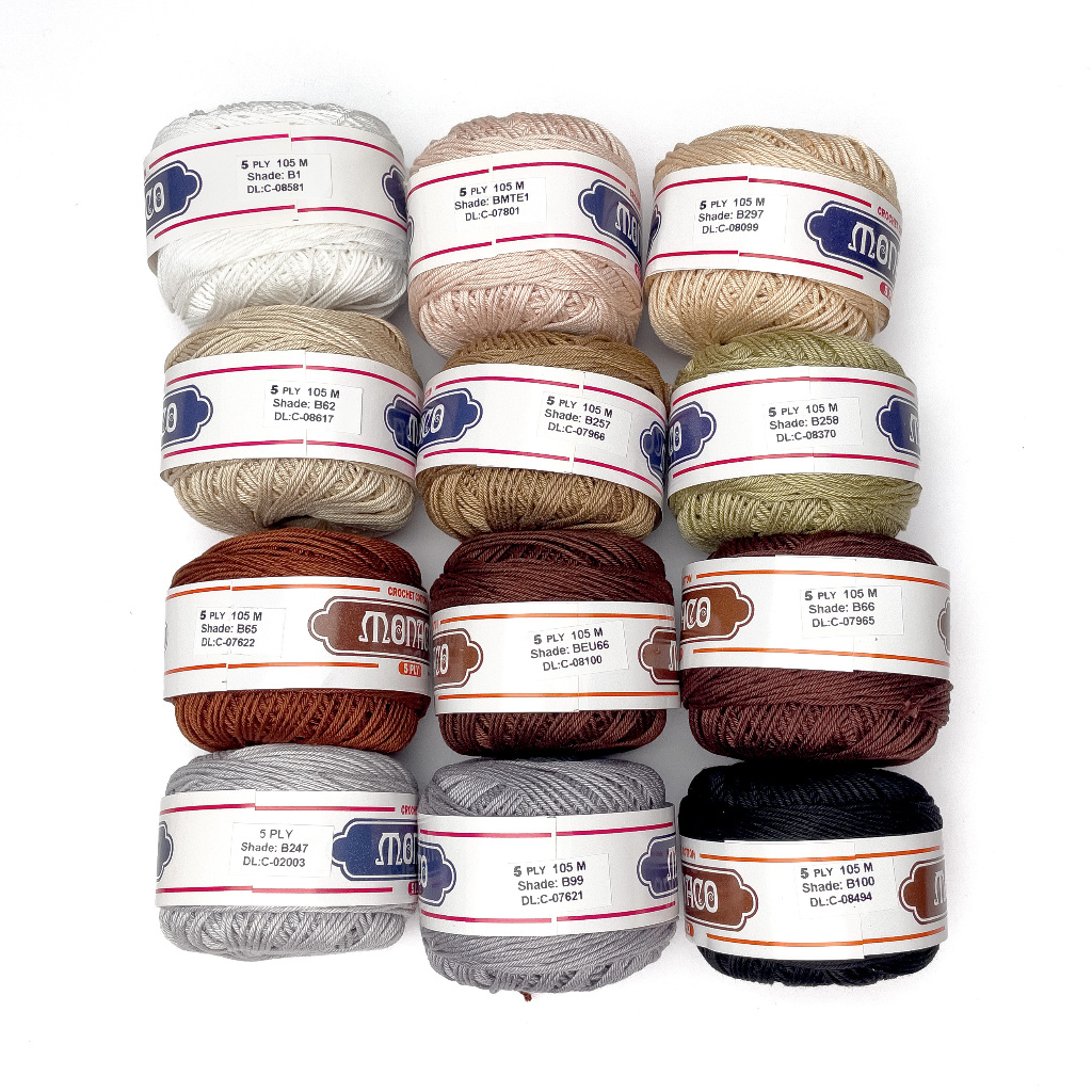5ply Monaco Mercerized Crochet Cotton Thread Yarn 105m (40g) | Shopee ...