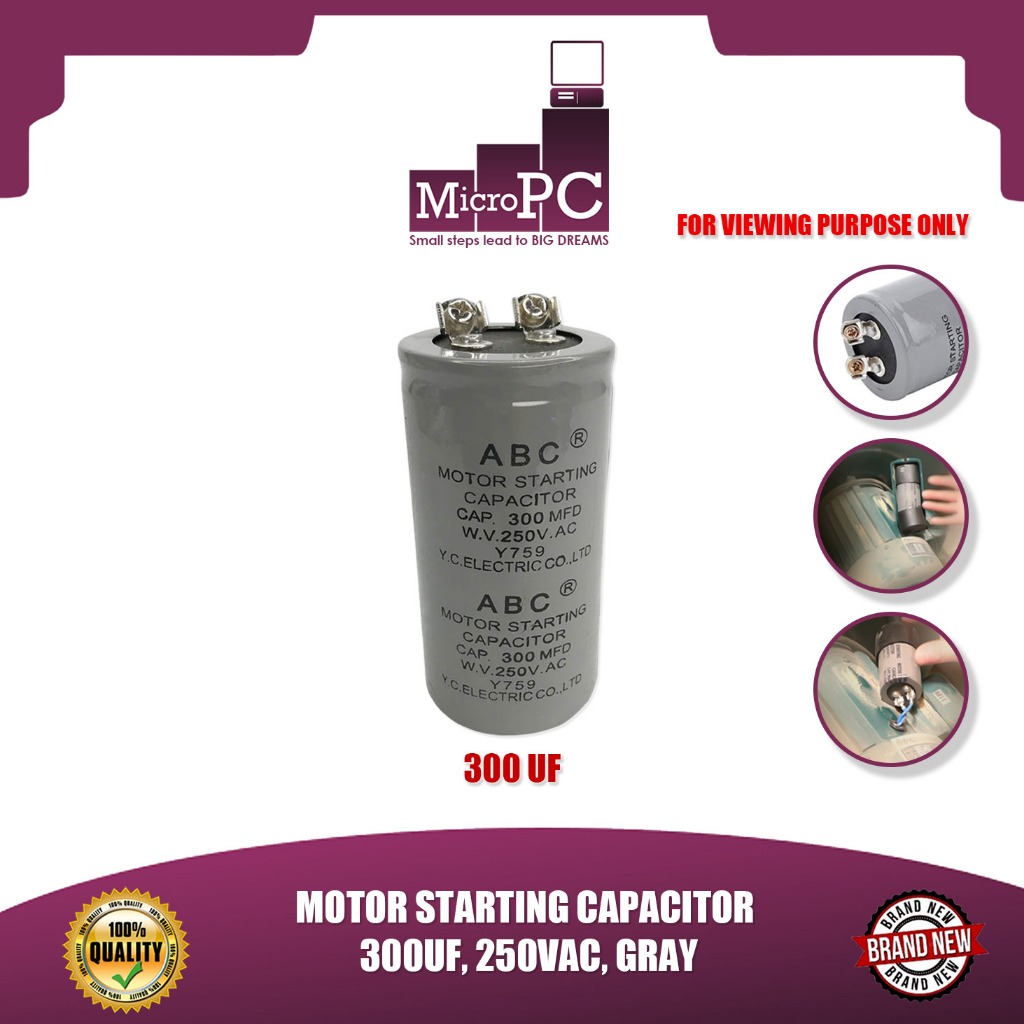 MOTOR STARTING CAPACITOR 300UF, 250VAC, GRAY | Shopee Philippines