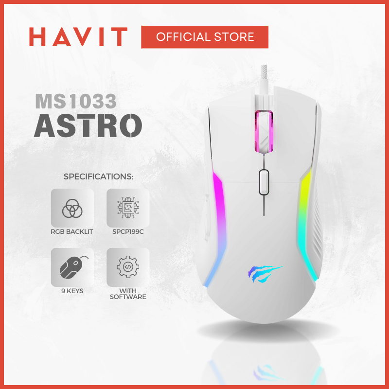 Havit Astro MS1033 || RGB Backlit Programmable Gaming Mouse || White ...