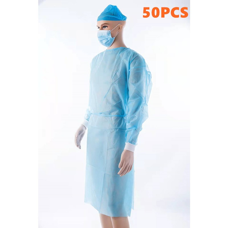 10/30/50 pieces Isolation Gown Suit Blue WaterProof Disposable PPE ...