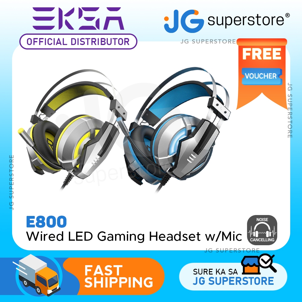 [CLEARANCE] EKSA E800 Gaming Headset Over Ear - Rotate Mic LED Light For PC & Console (Blue ...