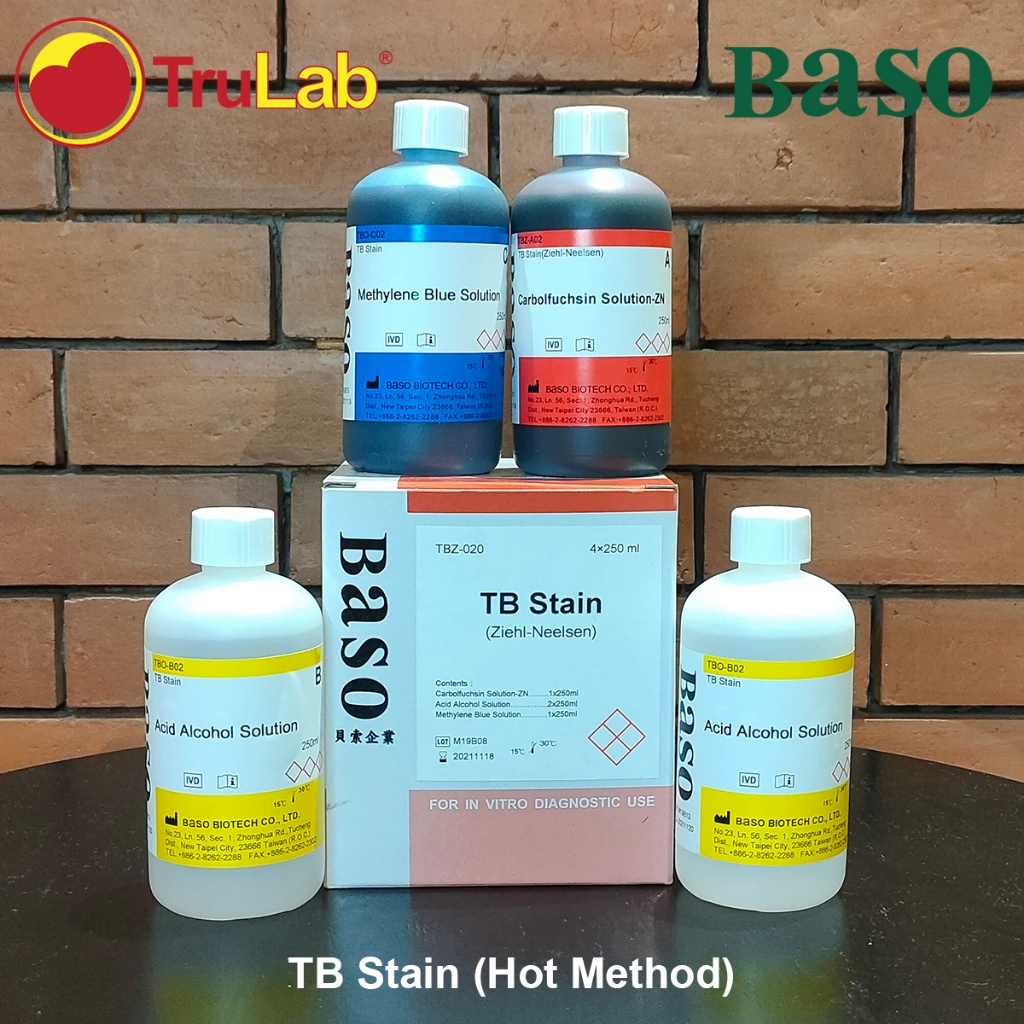 TB Stain ZN (Ziehl-Neelsen), Hot, 4x250ml, Brand: BASO Taiwan ...