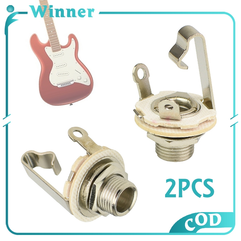 2PCS Electric Guitar Jack Sockets Plug Bass Female Input Jack 6.35mm TS ...
