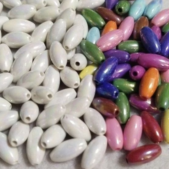 50 Pieces 5mm x 10mm Rainbow Metalic Rice Beads/Acrylic Beads | Shopee ...
