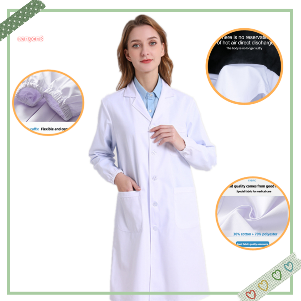 [Ship Within 24 h] Lab Gown Long Sleeve Lab Coat White Laboratory Gown ...
