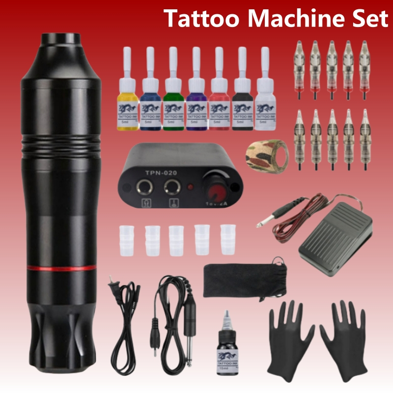 Wireless Pen Type Rotary Tatoo Gun Set Tattoo Machine Set Complete ...