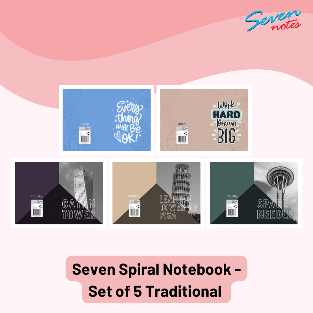 Seven Notes Spiral Notebooks - Set of 5 Traditional Designs | Shopee ...