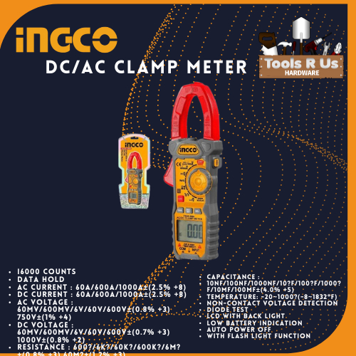 INGCO DC/AC Clamp Meter 1000A DCM100015 | POWER TOOLS | INDUSTRIAL ...