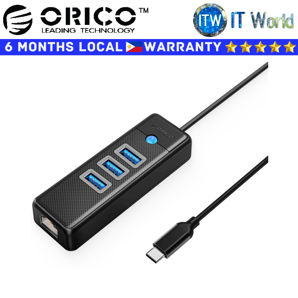 Itw | Orico USB Hub PW3UR-C3-015 Black 4-Port USB 3.0 w/ Gigabit ...