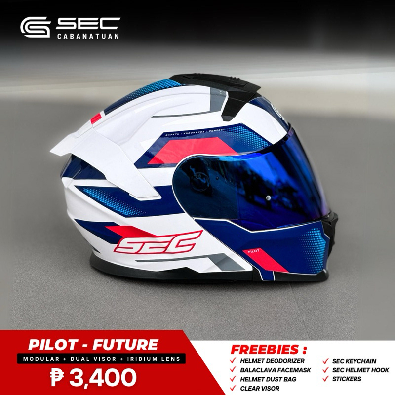 SEC PILOT FUTURE MODULAR HELMET DUAL VISOR WITH FREEBIES | Shopee ...