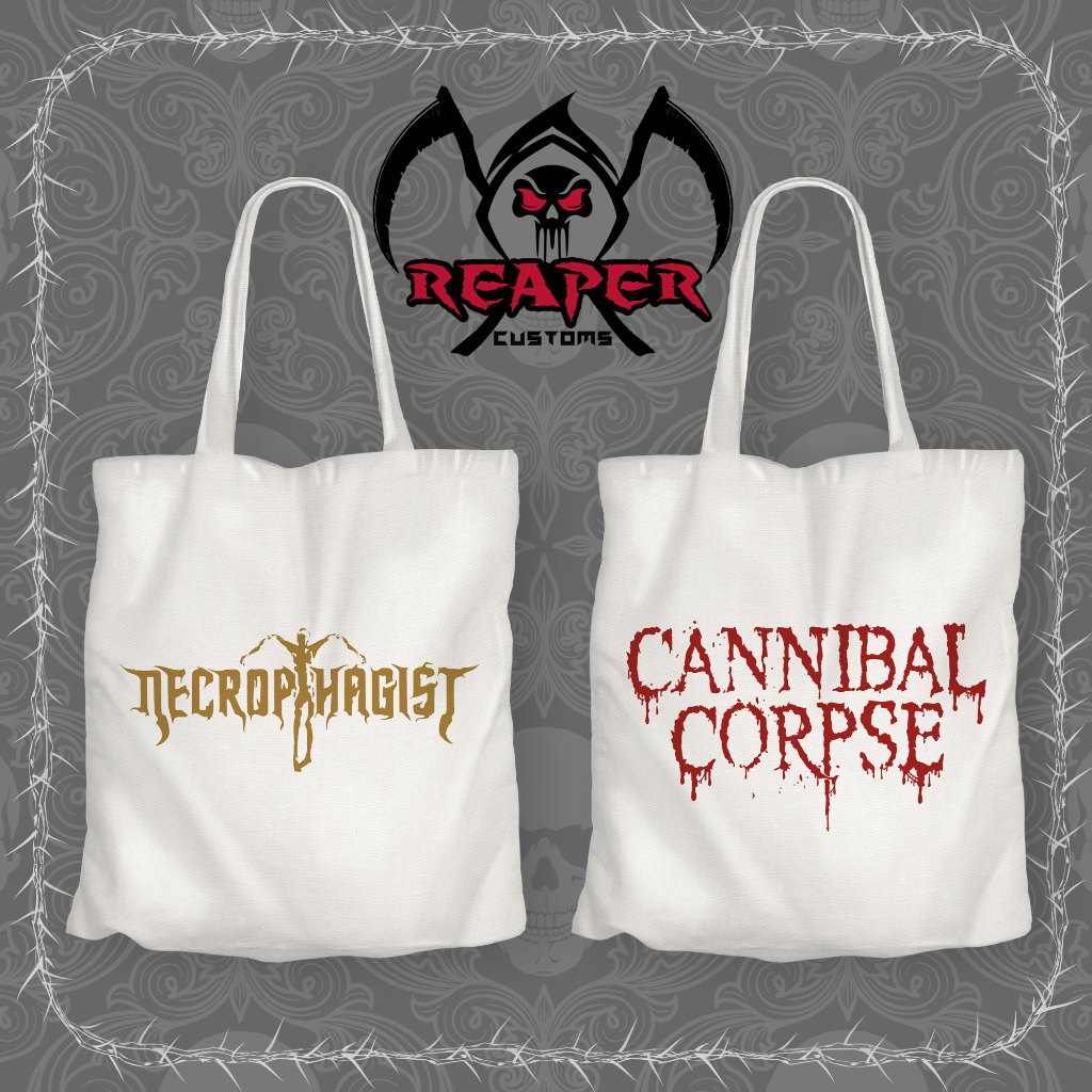 Metal Band Tote Bags | Necrophagist, Death, Nile, Deicide, Behemoth ...