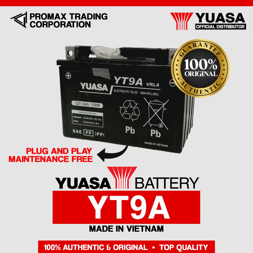 YUASA YT9A (YTX9) Motorcycle Battery (Made in Vietnam) for KTM Duke 200, Duke390 | Shopee ...