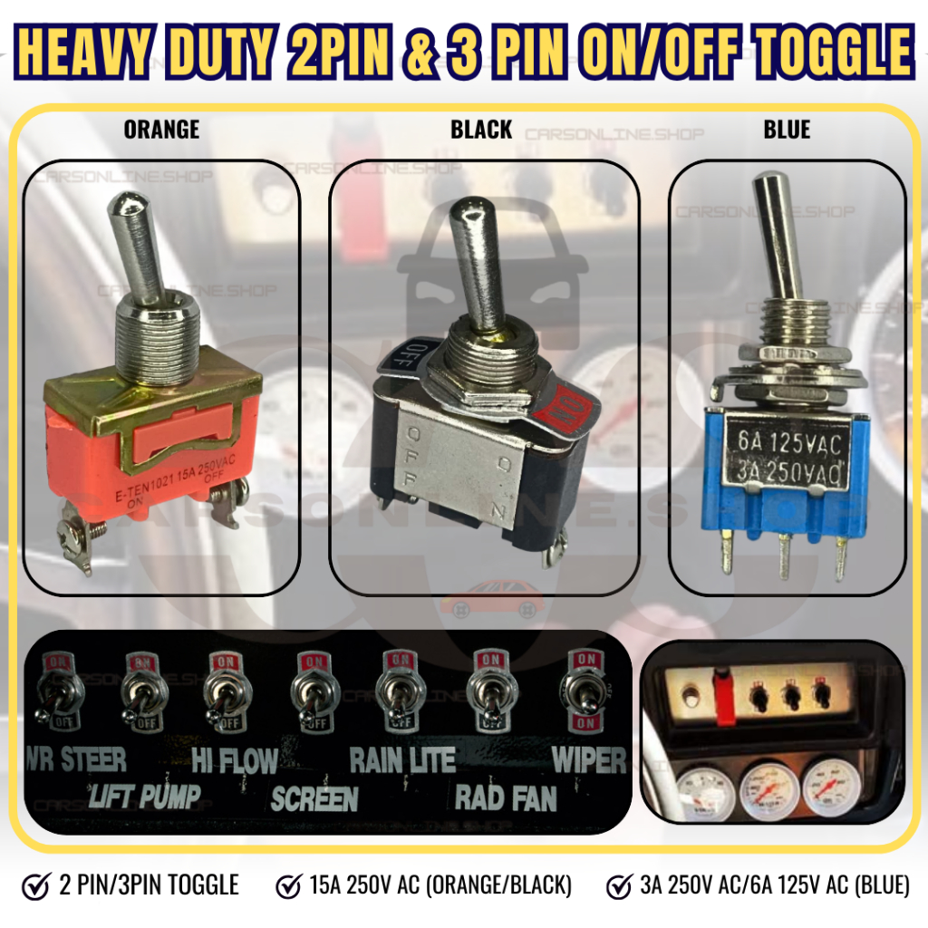 COS (1pc) Toggle Switch 2 Pin and 3 Pin On-Off Heavy Duty | Shopee ...