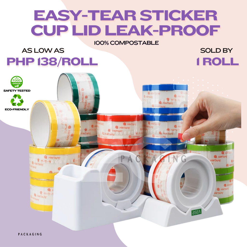 EC EASY-TEAR STICKER CUP LID LEAK-PROOF WATERPROOF TAKEAWAY SEALING ...