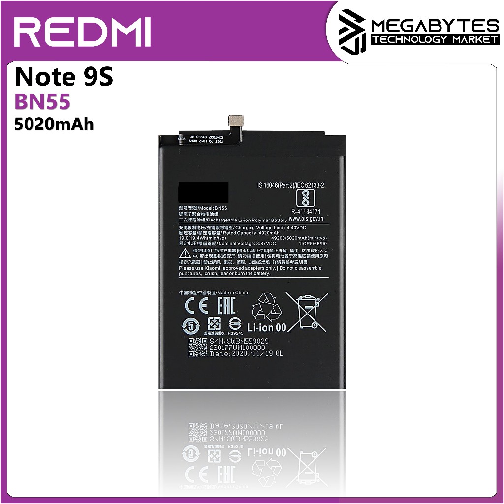 Original Battery of Redmi Note 9S | M2003J6A1G BN55 | Shopee Philippines