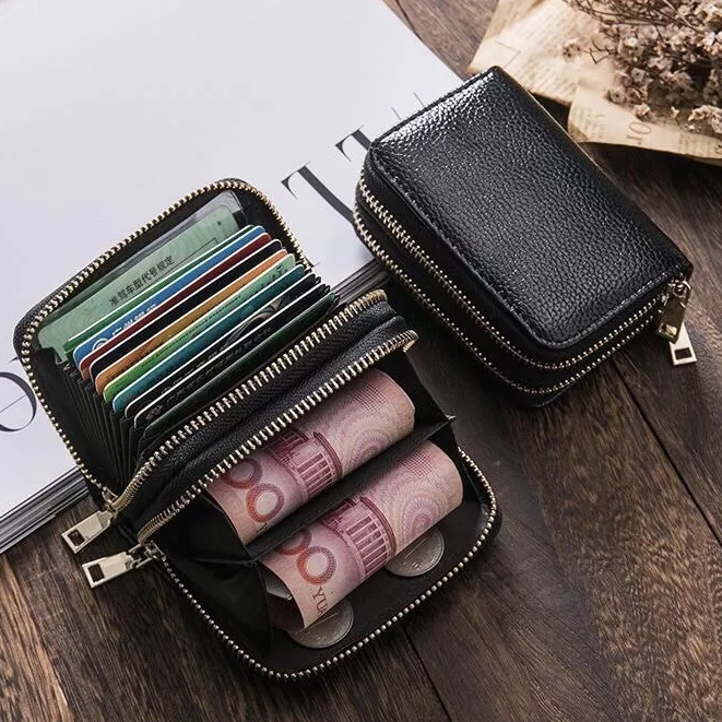 Korean Wallet For Women With Card Holder Short Leather Double Zipper ...