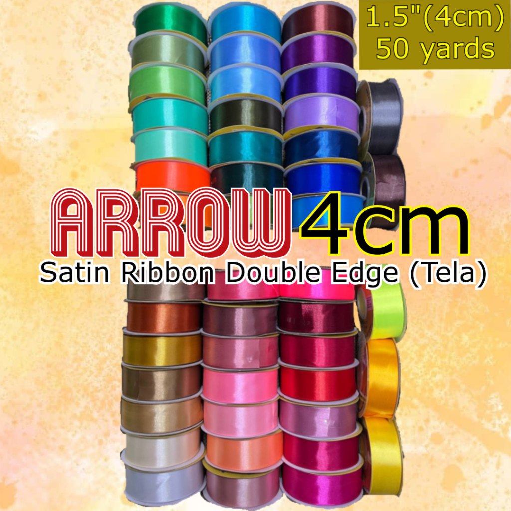 (50yards/roll) 4cm 4 cm PREMIUM GRADE ARROW Satin Ribbon Roll 1.5 inch ...