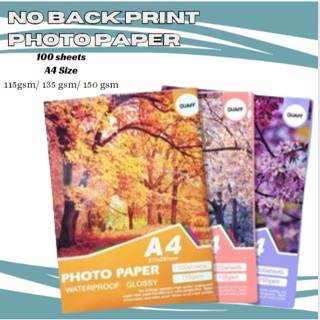 115gsm I 135gsm I 150gsm Glossy Photo Paper A4 Size QUAFF Brand (100 ...