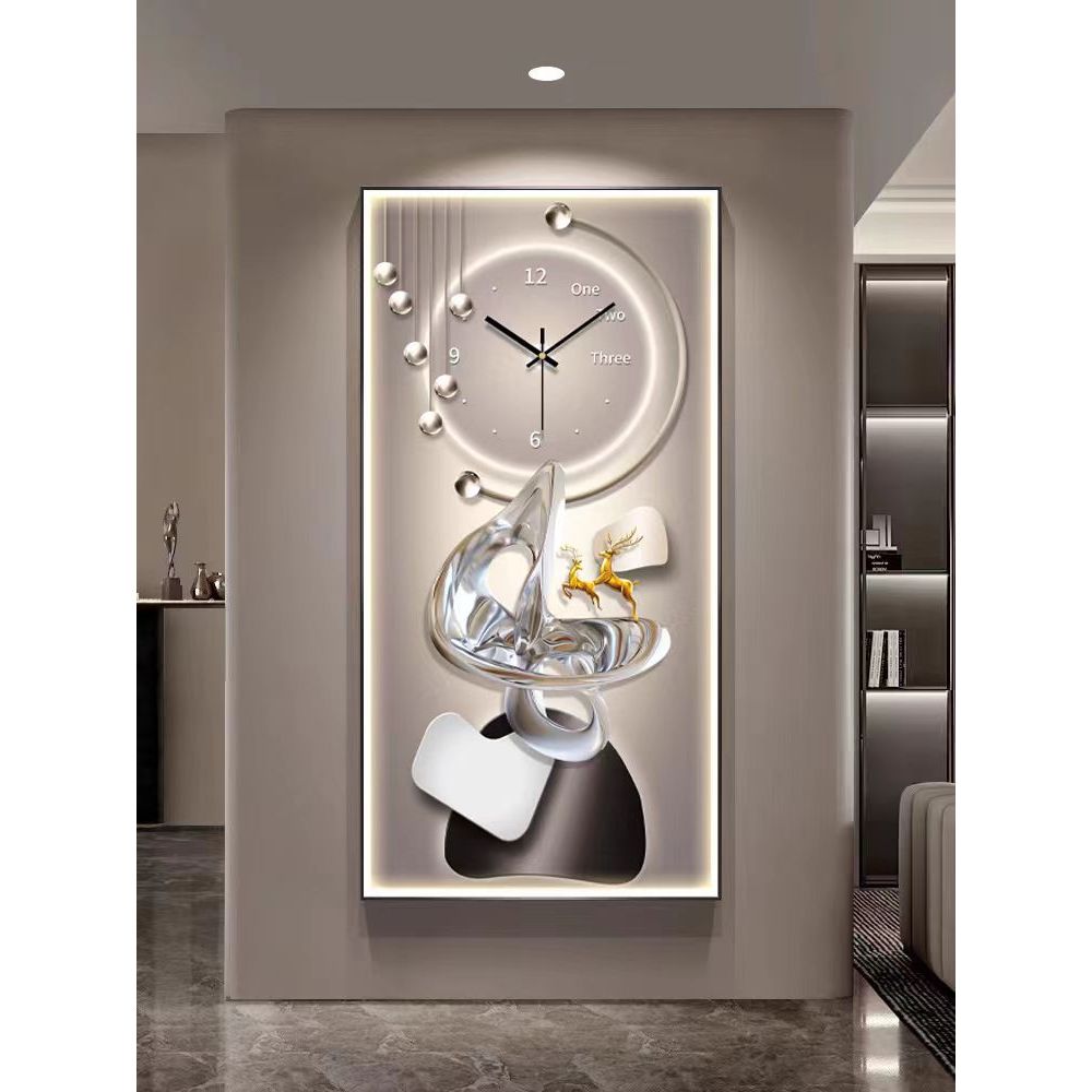 Light luxury porch clock wall mural modern luxury entrance porch wall ...
