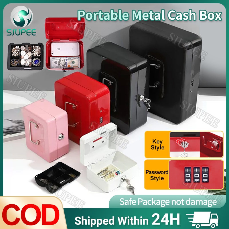 【On Hand】Cash Box Portable Money Secret Safe Box Lock Metal Password ...
