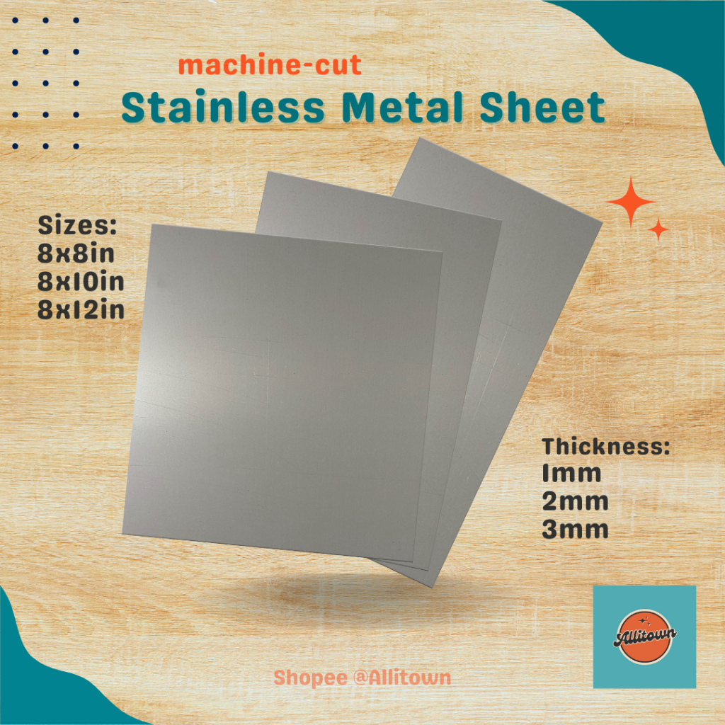 Pre-cut Square/Rectangle Stainless Steel Metal Sheet 8x8, 8x10, 8x12 ...