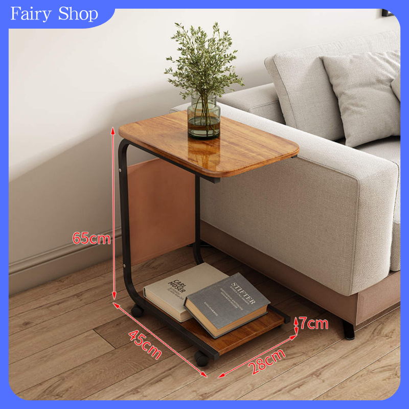 Movable Sofa Side Table Coffee Table with wheels Minimalist Tea Table ...