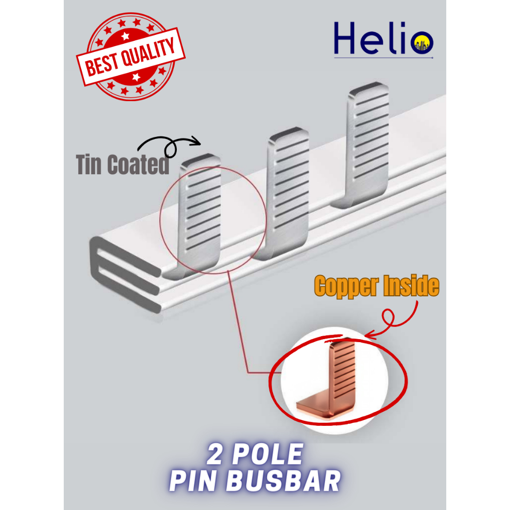 MCB PIN CONNECTOR BUSBAR 99.9% COPPER (2 Pole) 32A | 63A | 100A | 125A ...