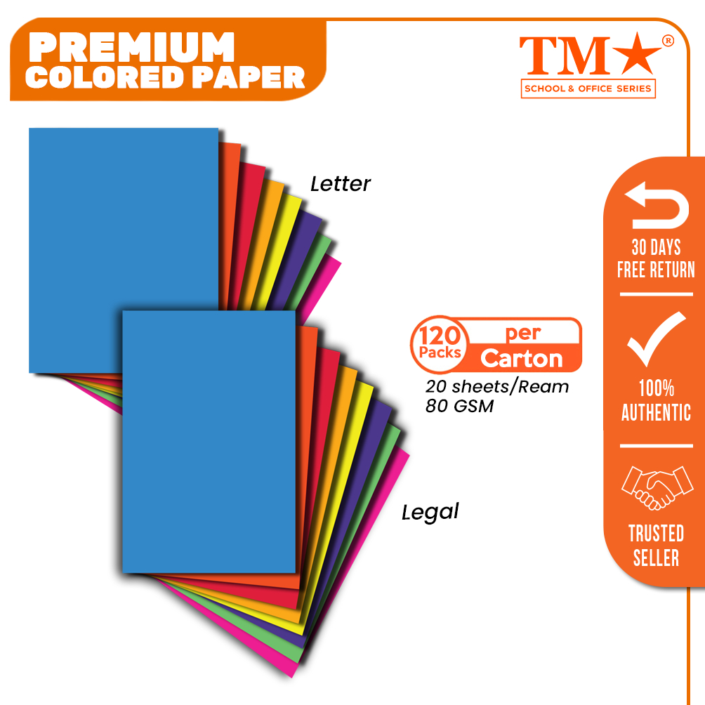 TM 120 packs Premium Colored Paper 80 GSM 20's | Shopee Philippines