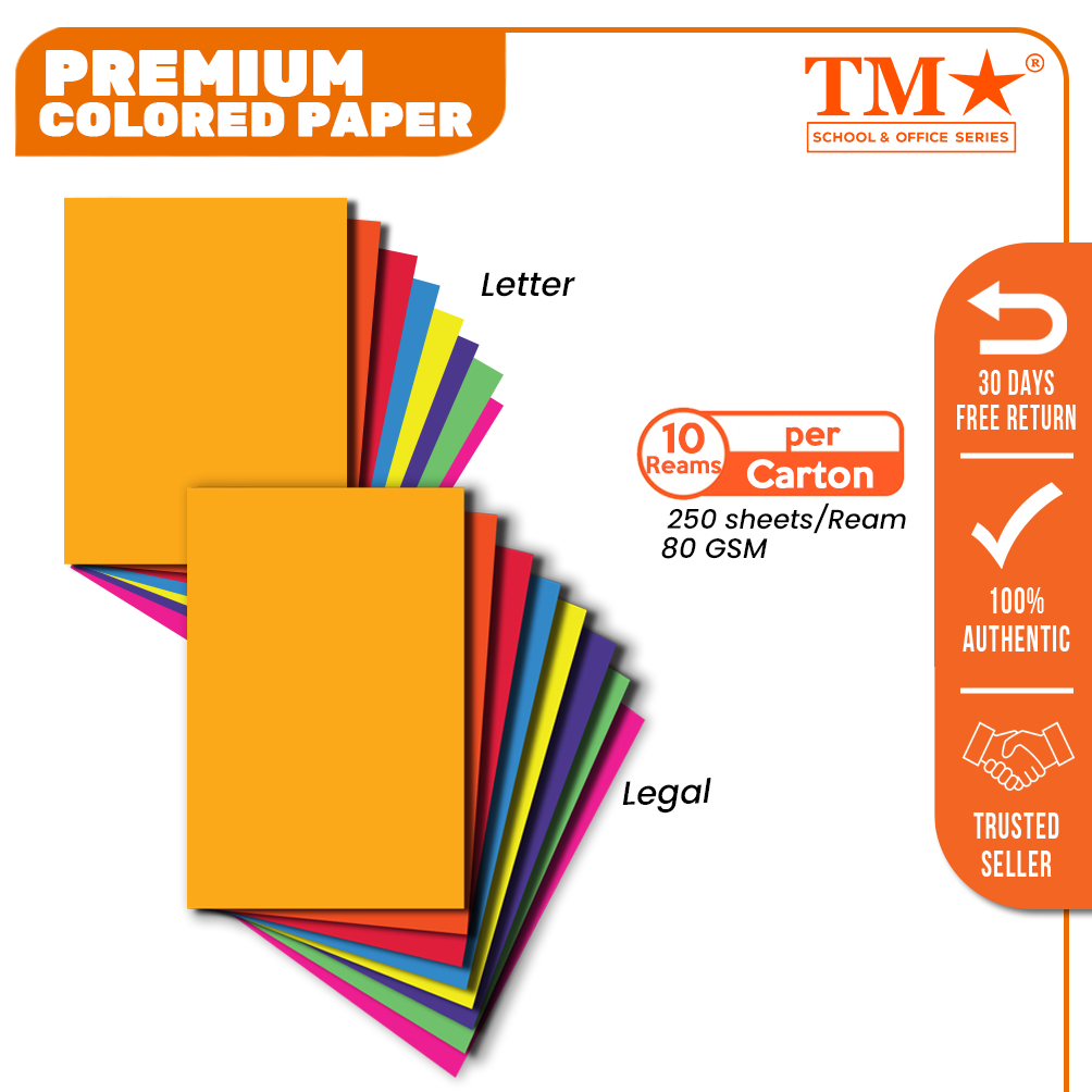 TM 10 reams Premium Colored Paper 80 GSM 250's | Shopee Philippines