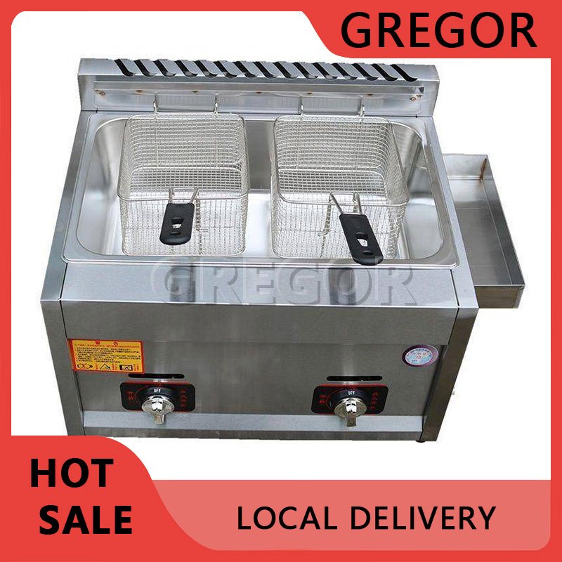 Double cylinder gas fried pot commercial gas fried frying furnace ...