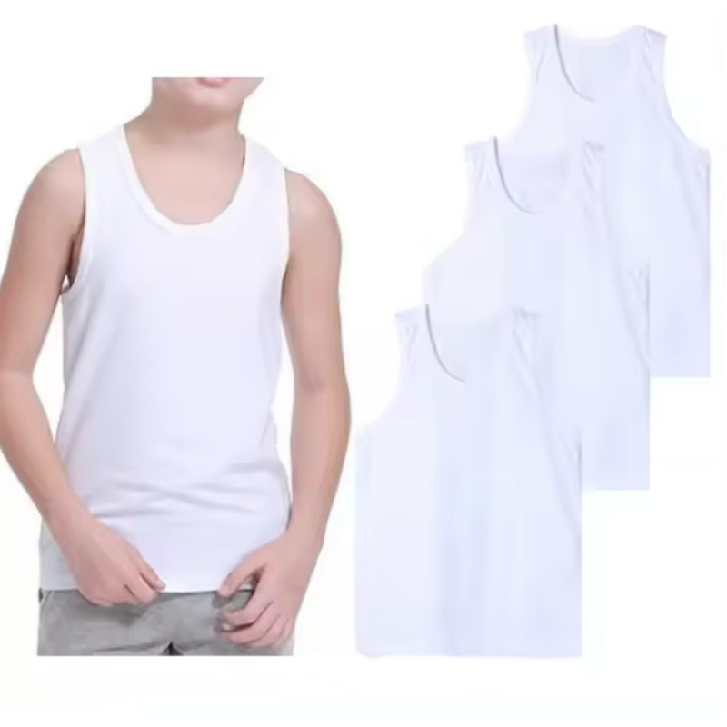 3pcs-1piece Cotton Plain White Sando for Kids | Shopee Philippines