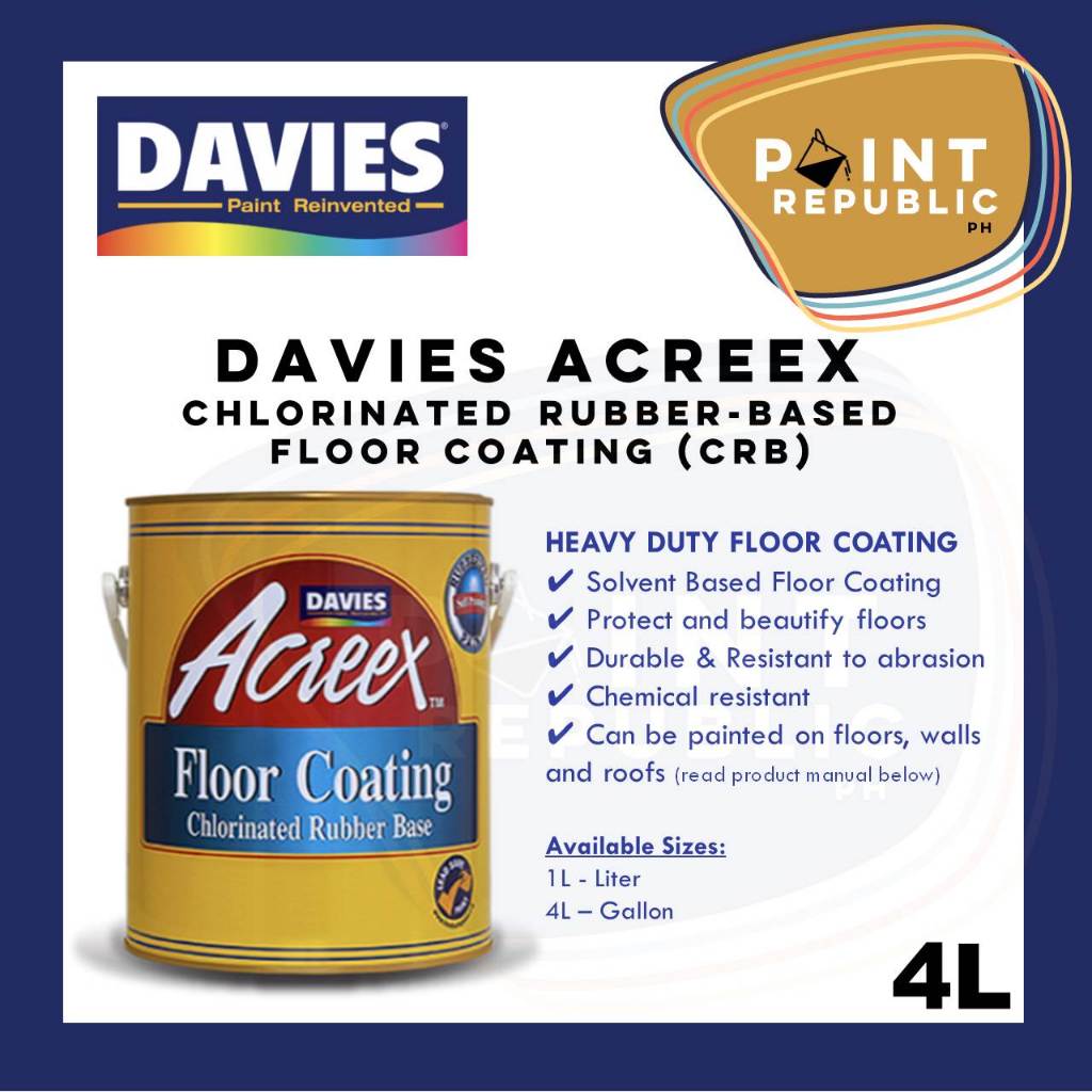 DAVIES ACREEX Chlorinated Rubber Based - Flooring Paint- 4L (GAL SIZE ...