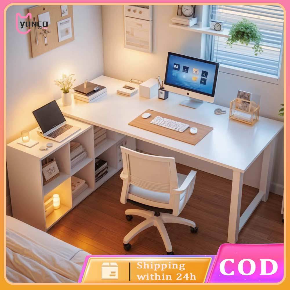 【Hot】Study Table Table With Cabinet 140CM / Multifunctional Office Desk ...