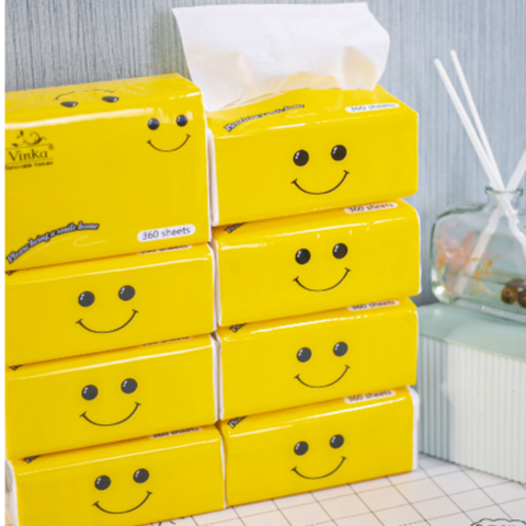 (8pack 360 sheets) smile organic facial yellow tissue wood pulp napkin ...
