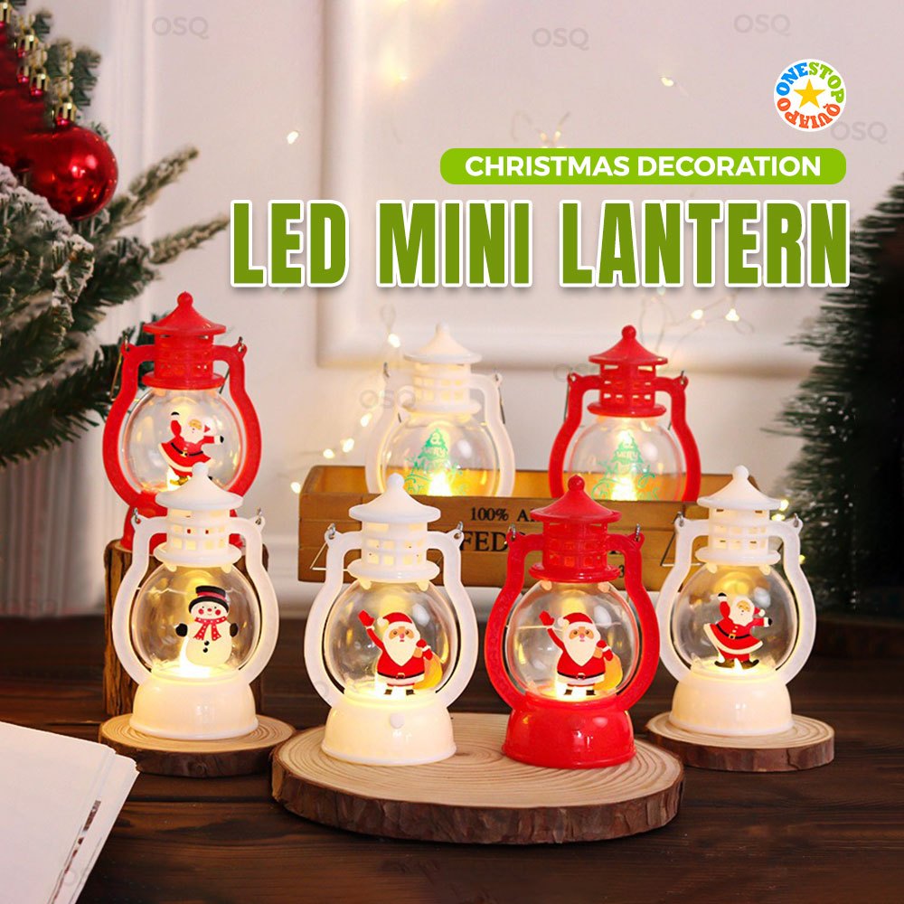 OSQ Christmas Mini Lantern Decorative with LED Lights Windproof Lamp ...