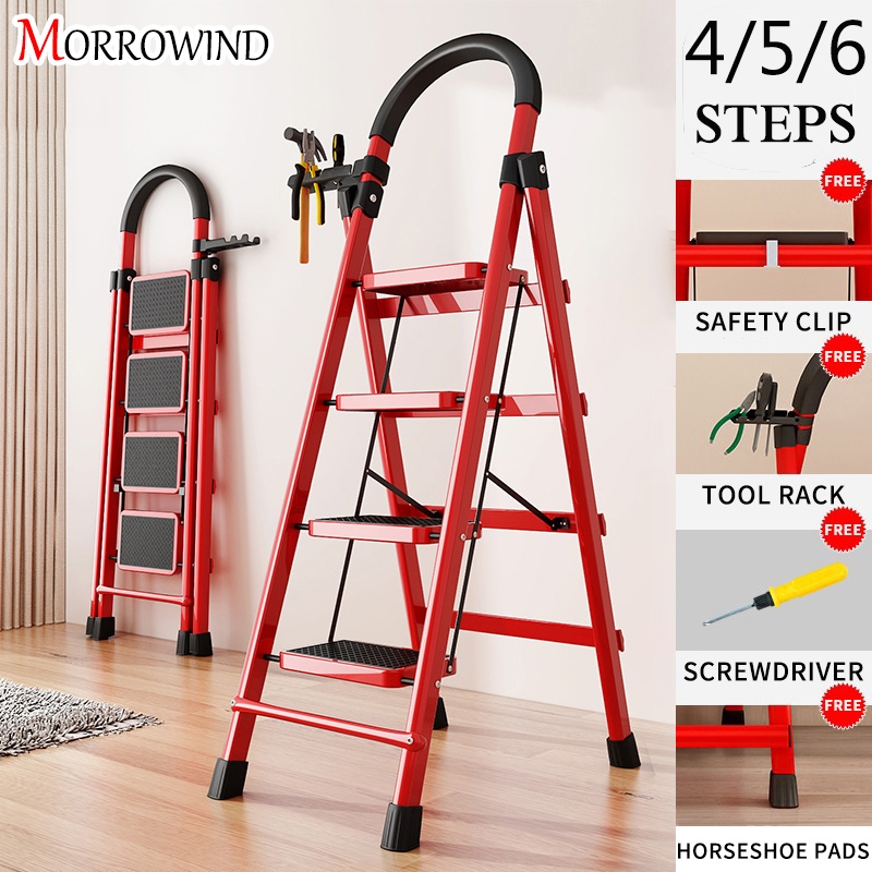 ladder foldabl aluminum heavy duty lightweigh household non-slip ...