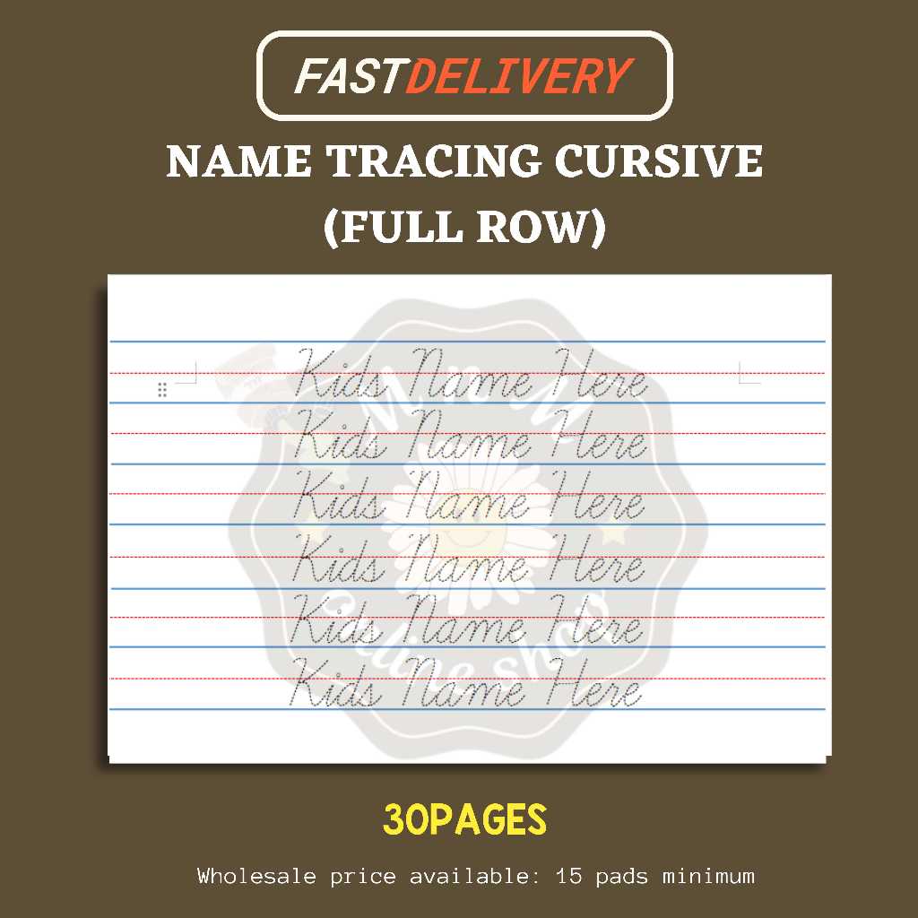 FAST SHIPPING! TRACING PAD | NAME TRACING CURSIVE FULL ROW | 30 PAGES ...