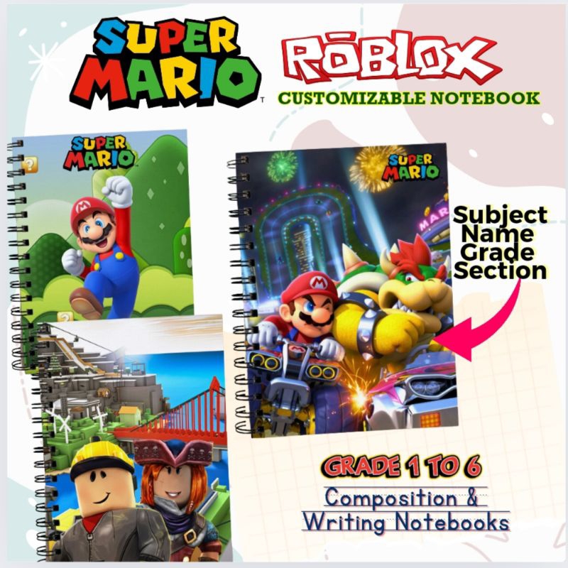 Super Mario/Roblox Notebook, Customized Composition & Writing Notebook ...