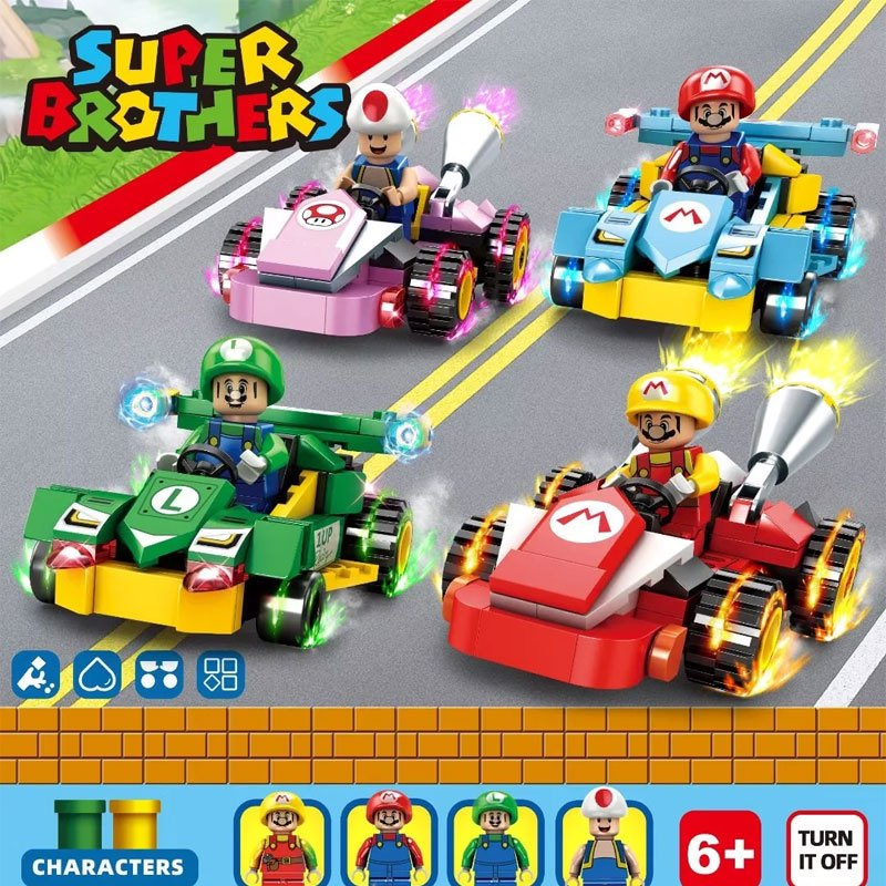 Super Mario Racing Adventures: Assembled Motorcycles & Cars Toy Set ...